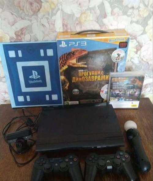 Sony ps3 super slim + 2 джойстика + много игр