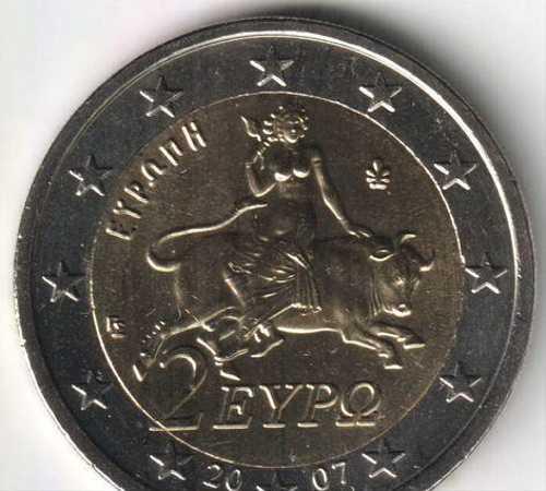 Греция 2 евро 2007 unc rare