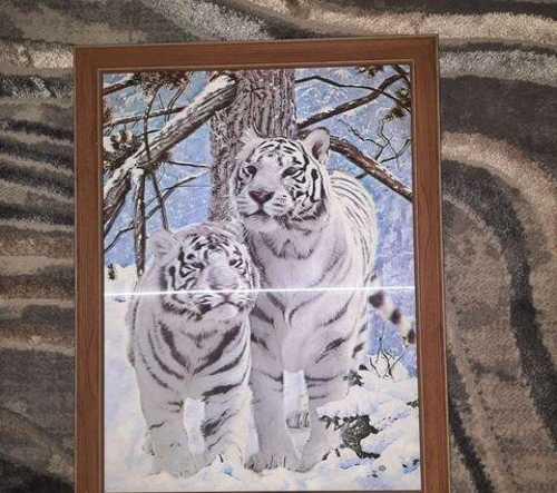Картина 3d белые тигры