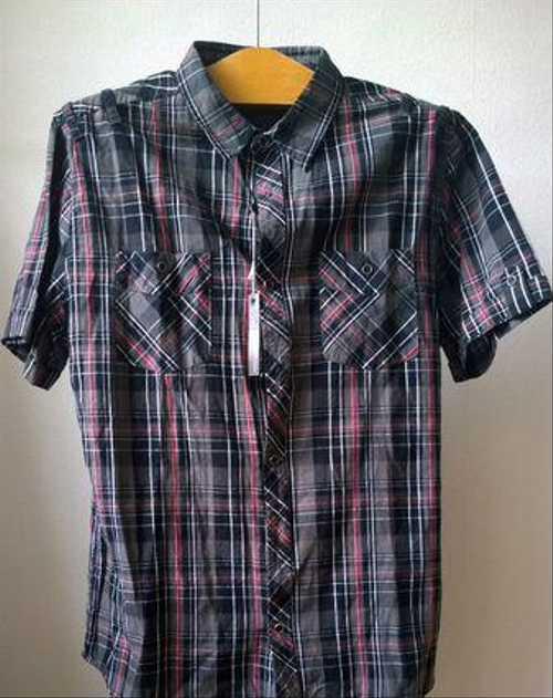 Straight Faded Mens Button-down Short Sleeve Shirt