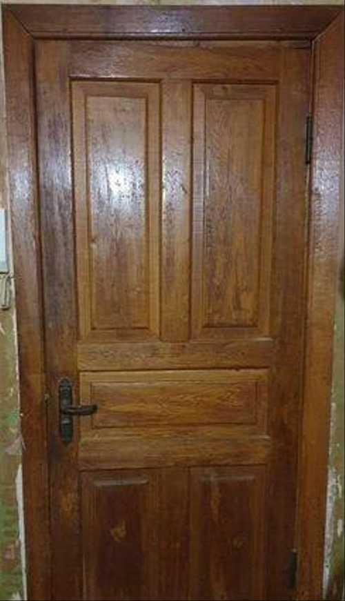 Дверь деревянная бу(дубовая) с наличниками