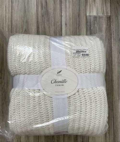 Вязаный плед Goldtex chenille «Молоко» 200*220