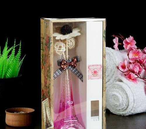 Набор подарочный "Эйфелева башня" (ваза, 2 палочки с шариками, декор, аромамасло 30 мл), аромат роза