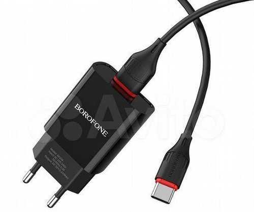 Сзу USB 2.1A borofone BA20A Sharp кабель Type-C черный