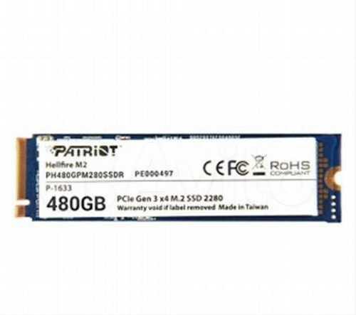Жесткий диск SSD M.2 480Gb Patriot HellFire (3000/2400MBs, 210000 iops, MLC, 2280, PCI-E3.0x4) PH480GPM280ssdr