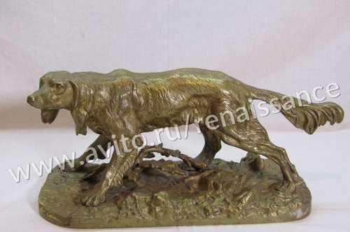 Статуэтка, фигура старинная Собака Бронза №7503