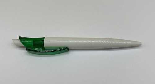 Шариковая ручка автоматическая белая с зеленым