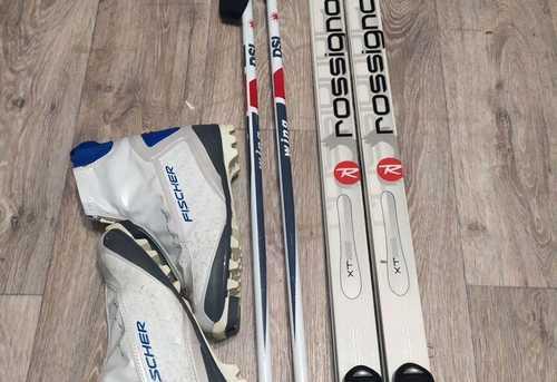 Rossignol лыжи беговые, палки,ботинки