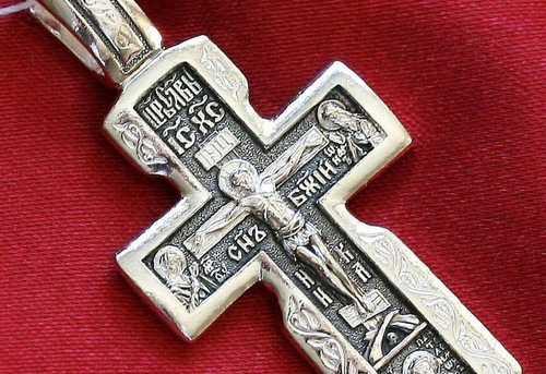 Серебряный Крест с Богородицей и св.Пантелеимоном
