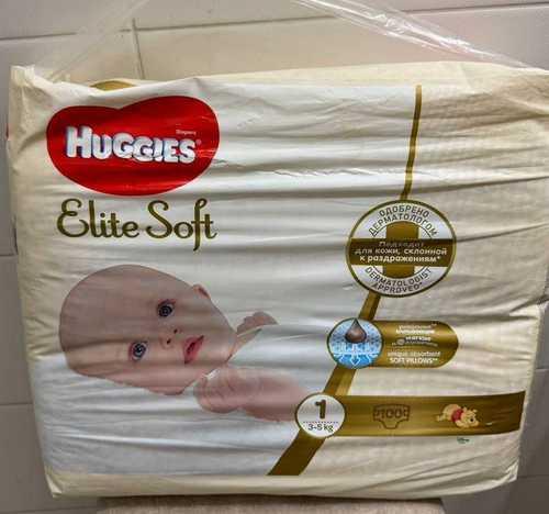 Подгузники huggies elite soft 1 упаковка 100 шт