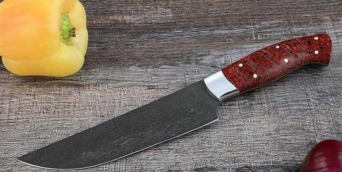 Нож Шеф № 8 сталь х12мф рукоять акрил красный