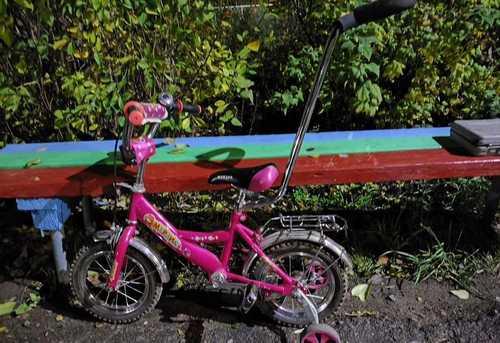 Детский велосипед с ручкой Мурзик