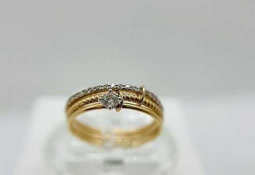 Золотое кольцо с камнями 585 (спутник юв)