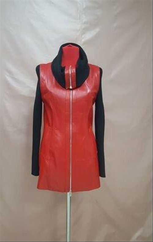 Куртка женская с трикотажем из кожи 585