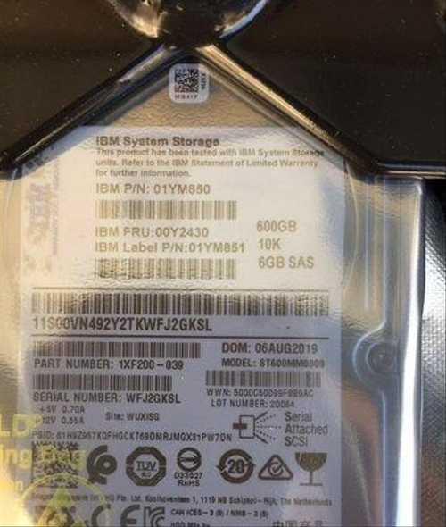 Жесткий диск IBM 600gb 00Y2430 SAS 2.5