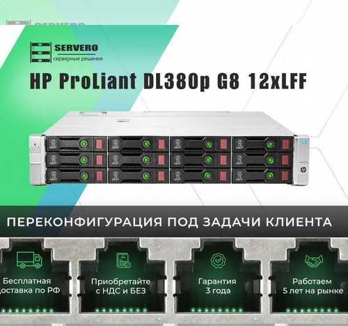 HP DL380p G8 12xLFF/2xE5-2640/2х8Gb/2x460WT