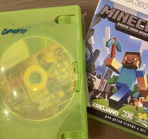 Диски на xbox 360 gta 5 minecraft