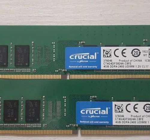 Оперативная память Crucial DDR4 8Гб (2x4гб - 2400)