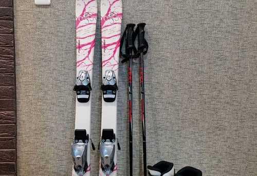Горные лыжи детские 100 см + ботинки 19,5 + палки