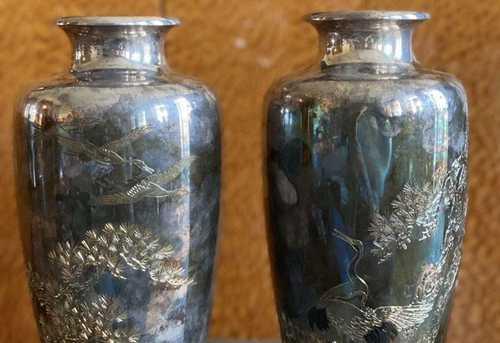 Серебро Япония вазы пара
