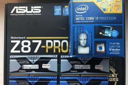 Комплект I7-4770K + Asus Z87PRO (Wi-Fi) + 16 Гб