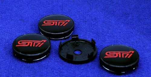 Комплект колпачков с логотипом Subaru STI Ч/К