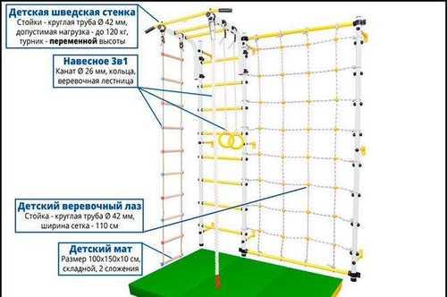 Детский спорткомплекс Дск-Тс-Клк-М3-С большой мат