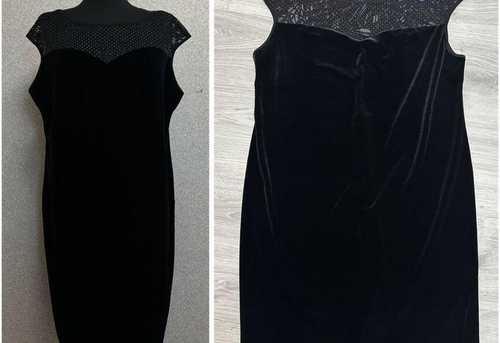 Бархатное черное платье 50/52 размер