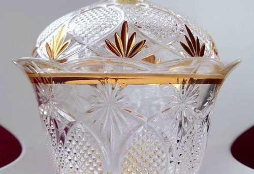 Конфетница (ваза) хрусталь, позолота. Италия