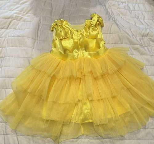 Платье желтое 104 см нарядное для девочки
