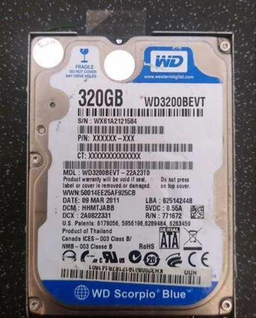 Жесткий диск HDD 320 gb (гб) wd3200bevt