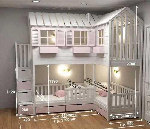 Двухъярусная детская кровать -домик «Helen»