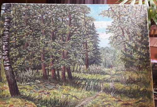 Картина "Лес, дубы". Масло, холст