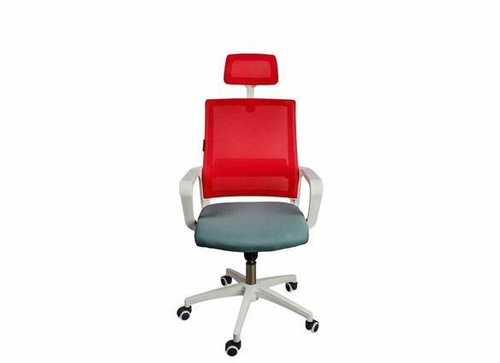 Компьютерное кресло Бит красный на белом пластике