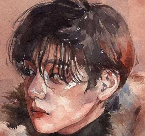 Портрет акварелью Ким Тэхён BTS