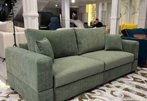 Стильный прямой зеленый диван