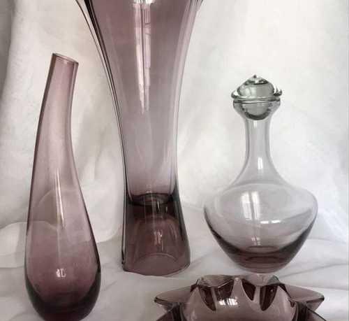 Марганцевое стекло вазы графин 60-е
