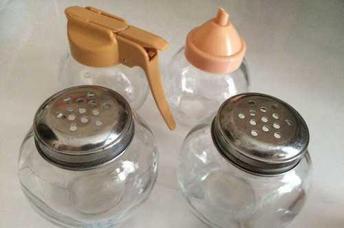 Стеклянные баночки для специй/сахара и молочник