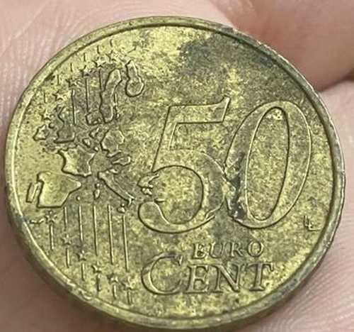 Монета 50 euro cent 2002 года