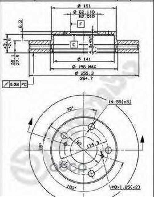 Диск тормозной перед toyota camry gracia/ipsum