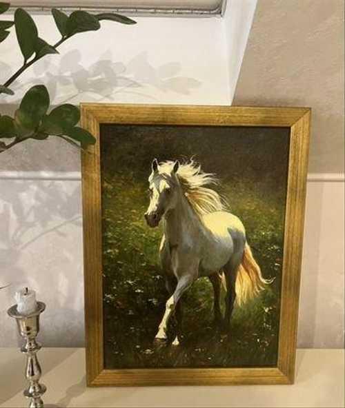 Картина маслом “ Белый конь” бронь
