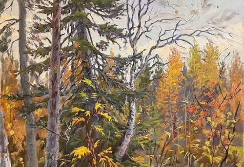 Советская картина. Осенний пейзаж. Лес. Кибардин Г