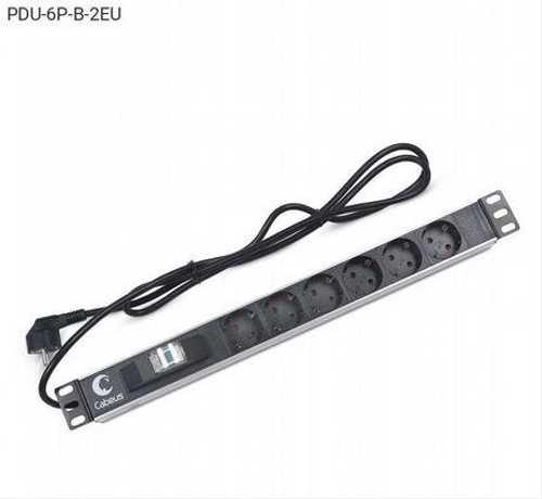 Блок розеток Cabeus PDU, 1U, PDU-6P-B-2EU