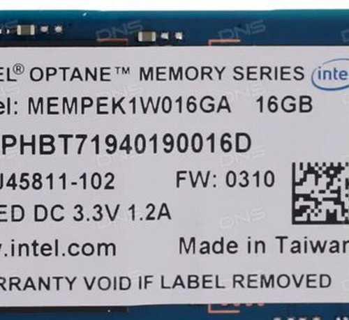 Накопитель Intel Optane 16 гб SSD M.2
