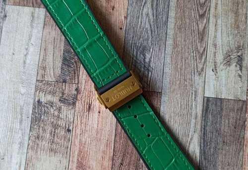 Зелёный ремешок на часы Ublot 26mm с клипсой
