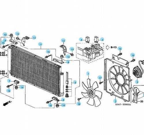 Вентилятор кондиционера CR-V 2. Honda 74111S9A000