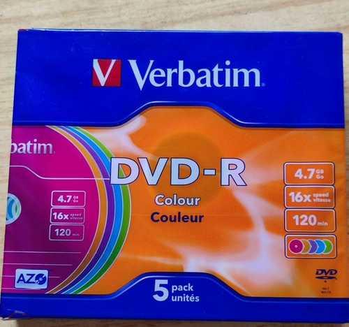 Диск Verbatim DVD-R 4,7Gb 16x (5 шт.) Новые