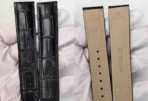 Кожаный ремешок на часы Omega 20мм Чёрный