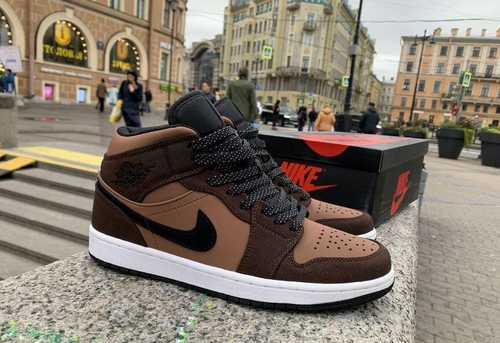 Nike jordan 1 brown caramel кроссовки мужские