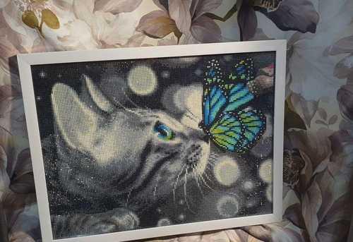 Картина,Кошка с бабочкой"
